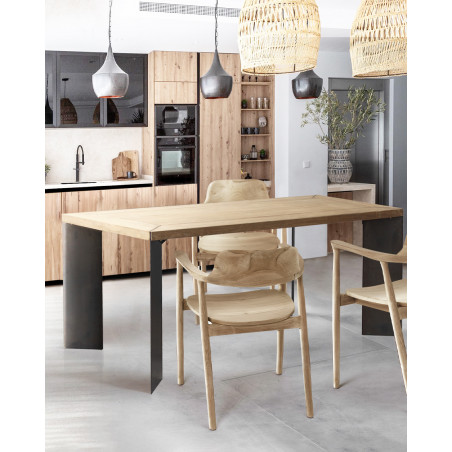 Table à manger industrielle en teck et métal 180 cm - Loft｜ Uniqka Design